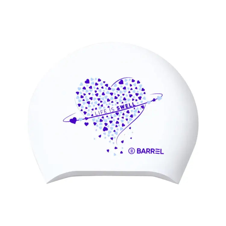 Barrel Heart Hoop Long Hair Swim Cap-white – optcool